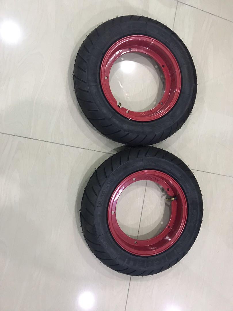 Rim Vespa + Tayar Tubeless Michelin, Motorbikes on Carousell