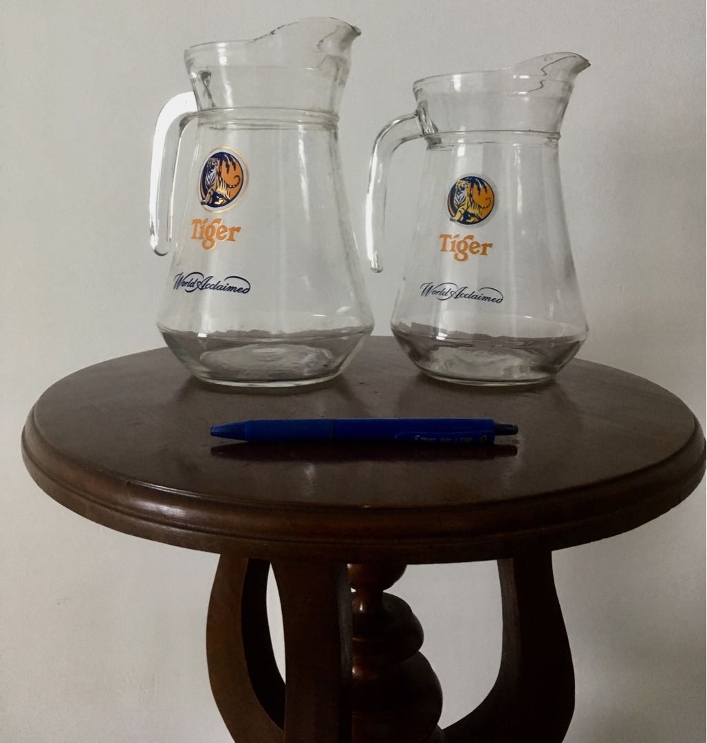 TIGER beer glass jugs, Furniture & Home Living, Home Decor, Vases & Decorative Bowls on Carousell