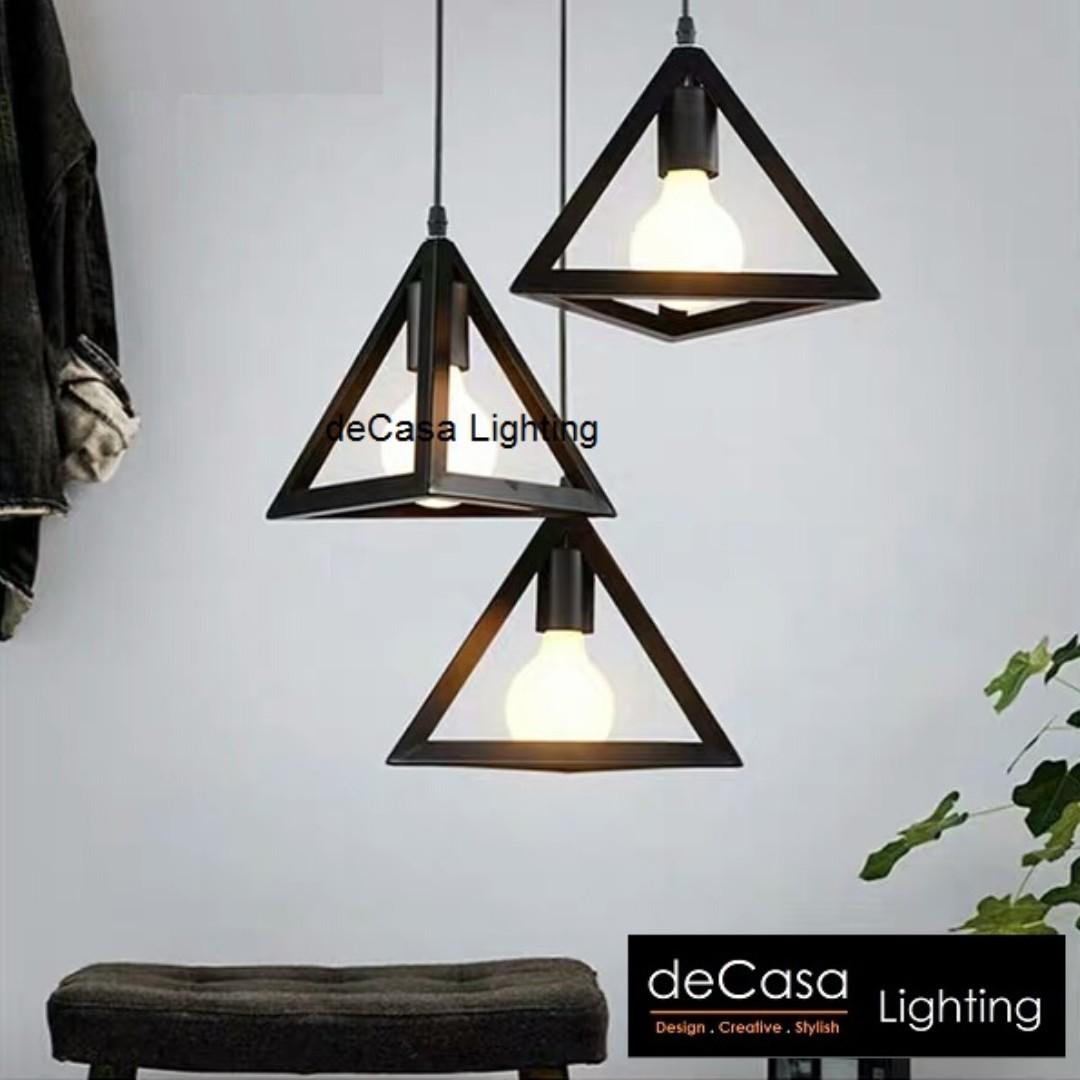 3 in 1 ROUND BASE TRIANGLE INDUSTRIAL BLACK PENDANT LIGHT, Furniture ...