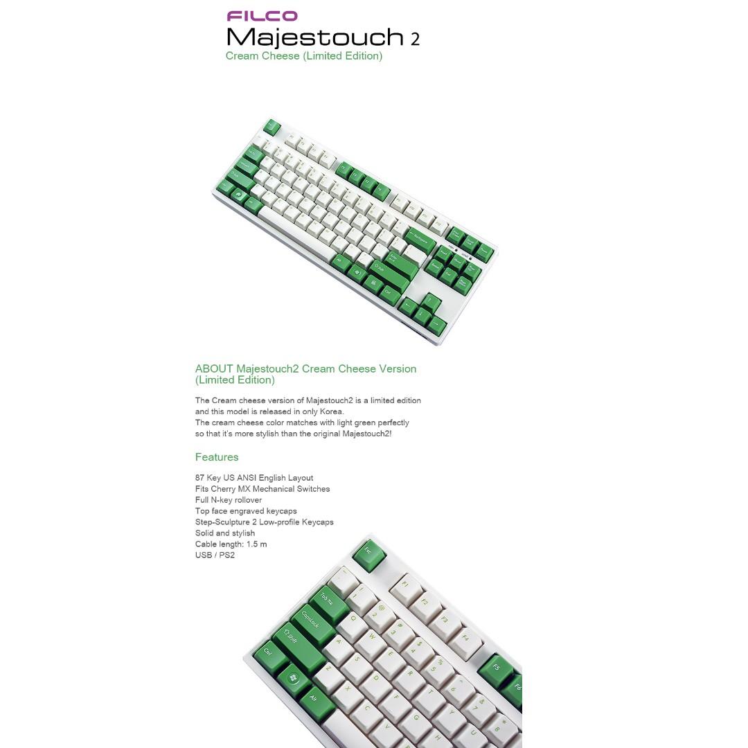 Filco Majestouch Convertible 2 Cream White Green Tenkeyless Mechanical ...