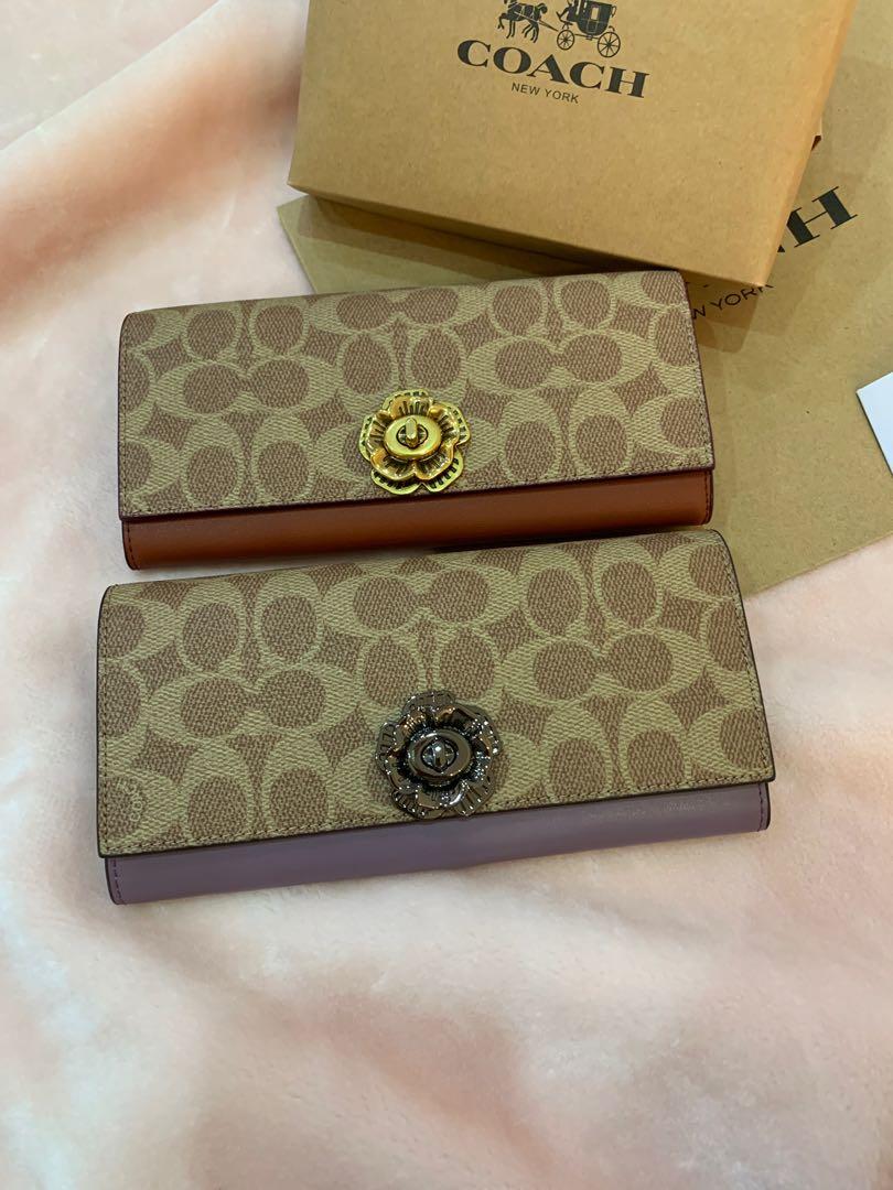 Ready Stock original coach tea rose collection wallet, Luxury, Bags ...