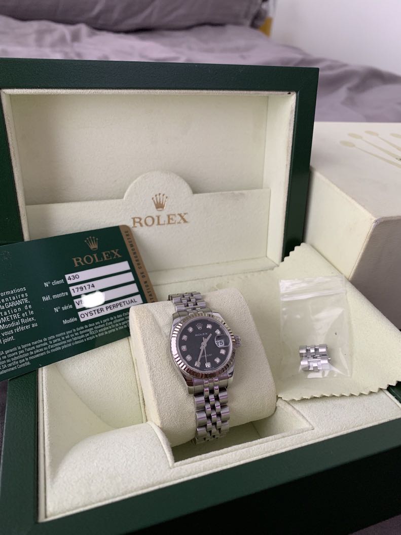 Rolex datejust 179174 computer black face with diamond, Luxury, Watches ...