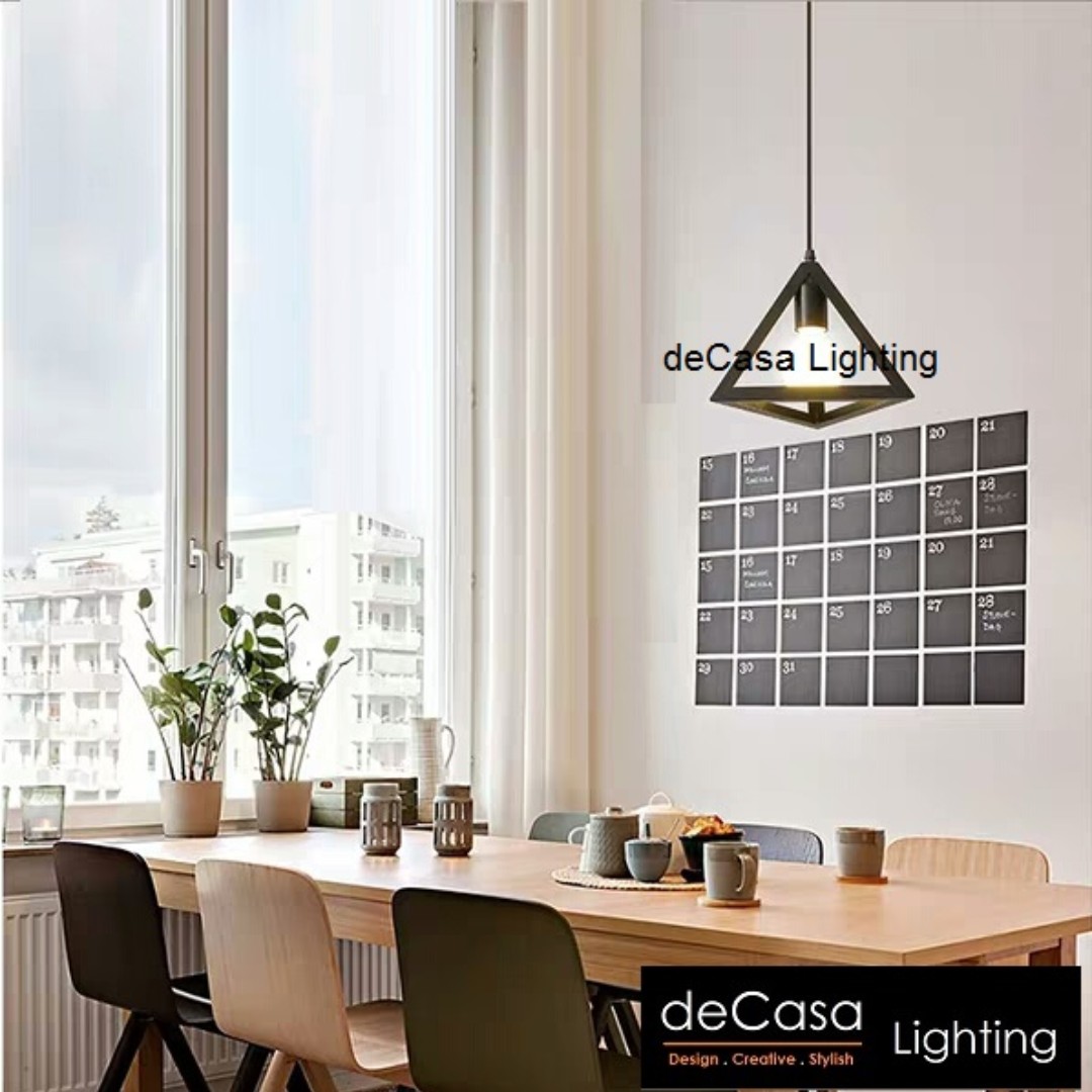 SINGLE TRIANGLE INDUSTRIAL PENDANT LIGHT BLACK HANGING, Furniture ...