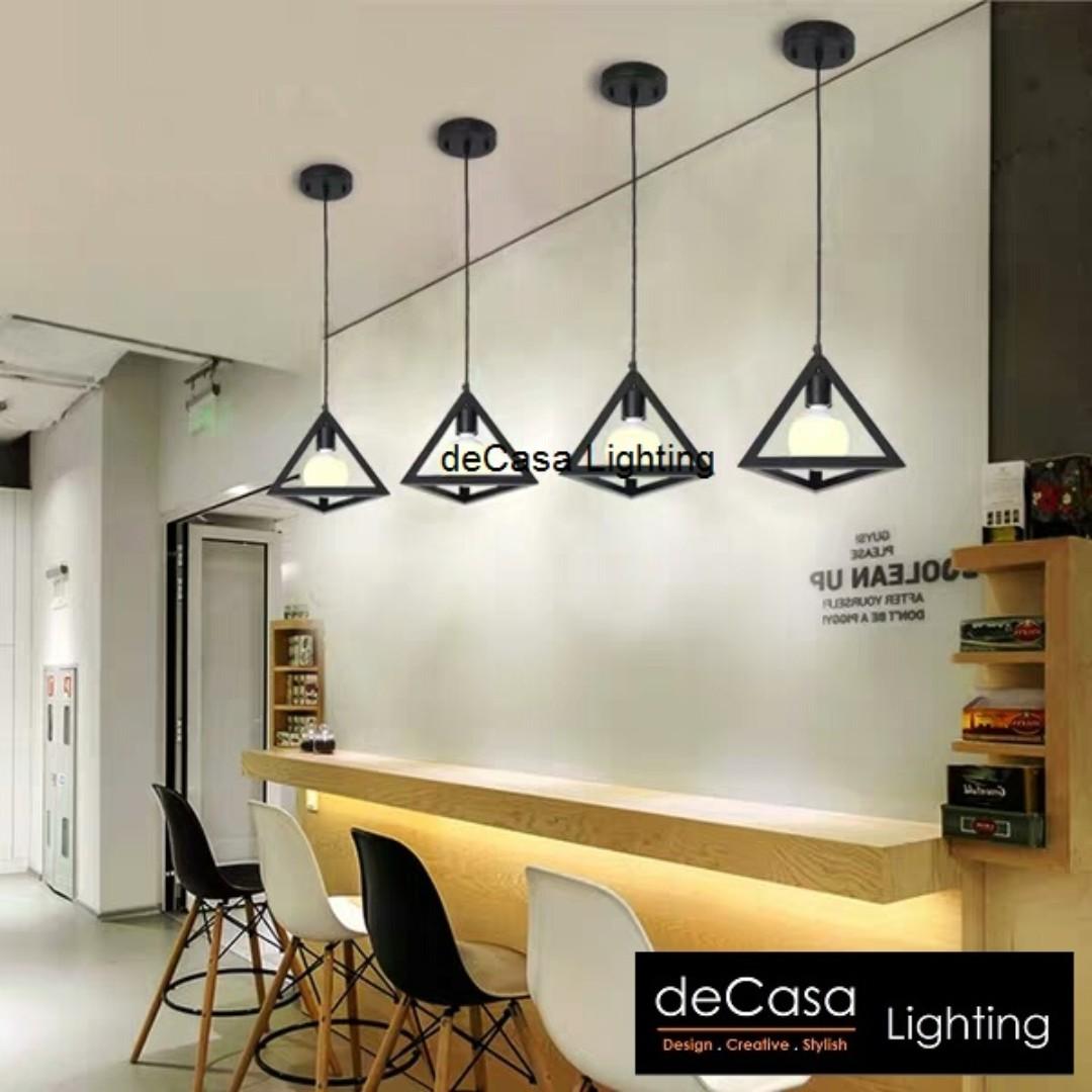 SINGLE TRIANGLE INDUSTRIAL PENDANT LIGHT BLACK HANGING, Furniture ...