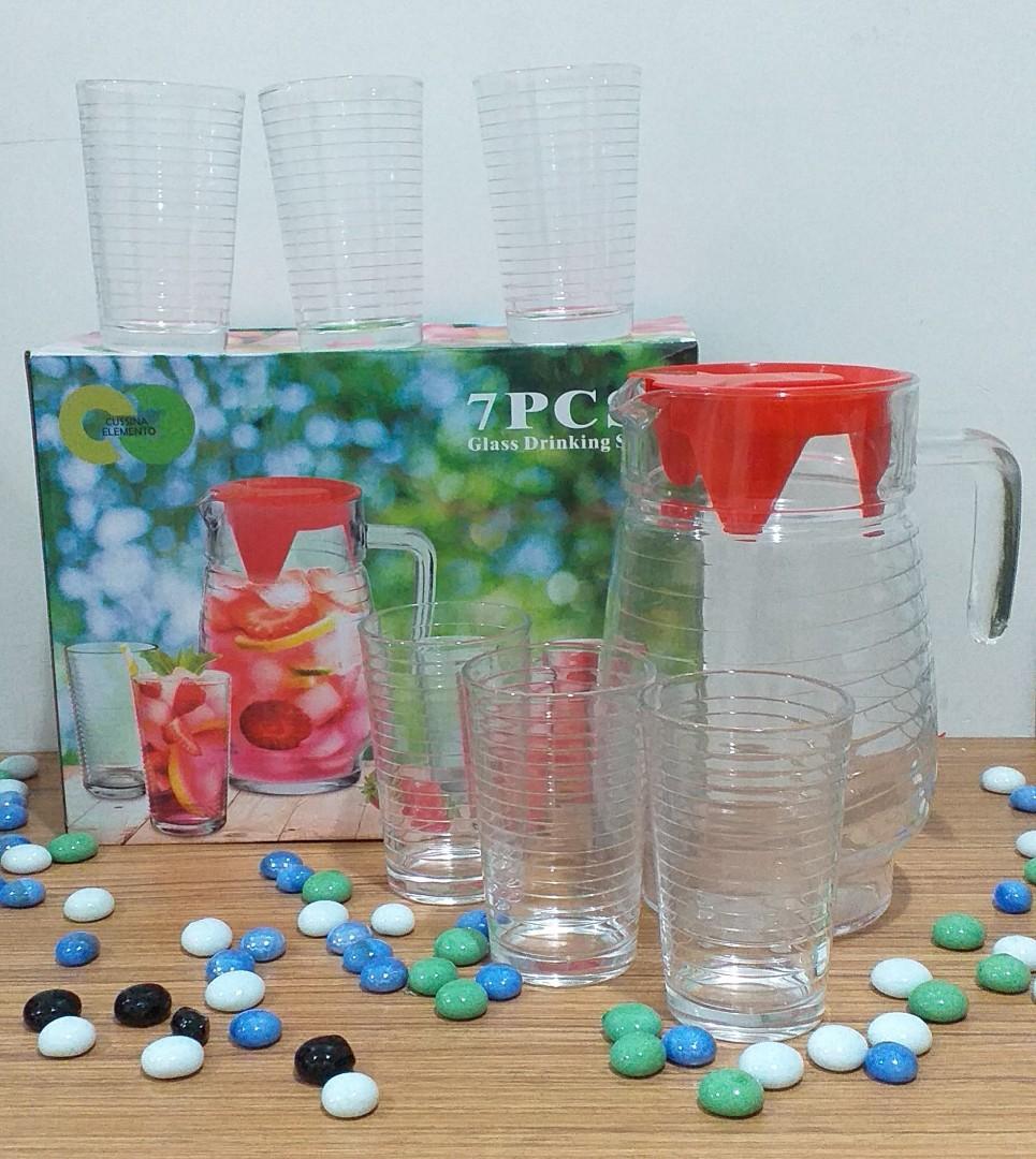 7pc Water Set (1.4liters & 6 8oz tumbler), Furniture & Home Living ...
