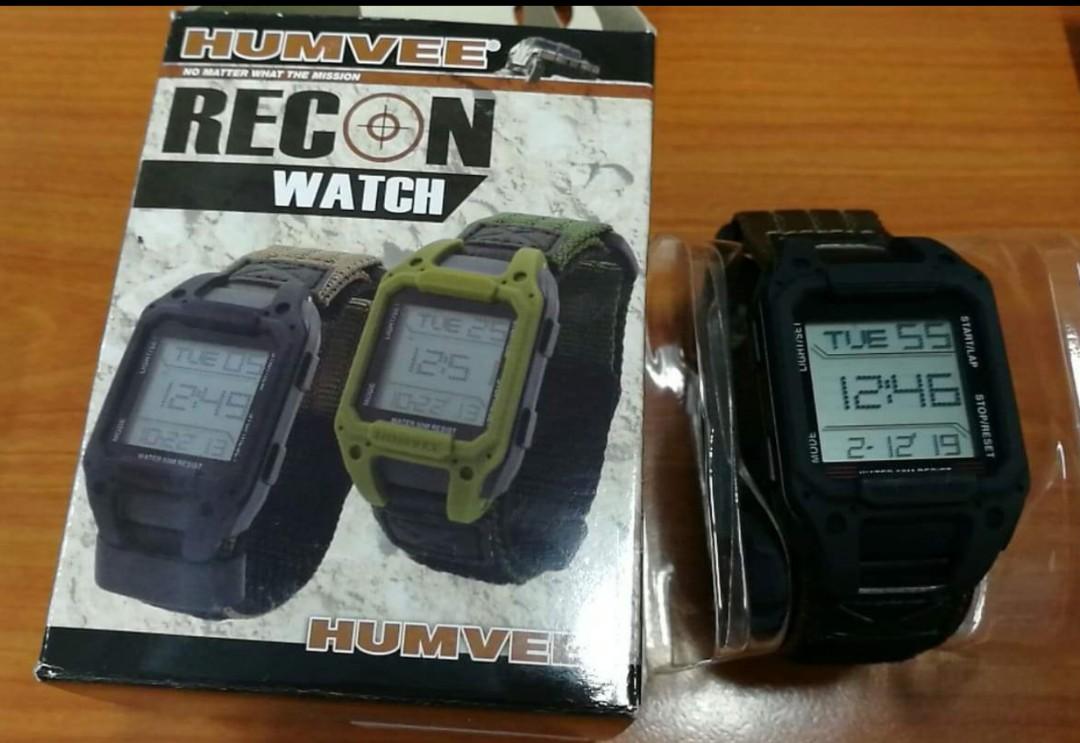 Humvee HMV-W-RCN-BLK Black/OD Green Humvee Recon Digital Watch + Nylon ...