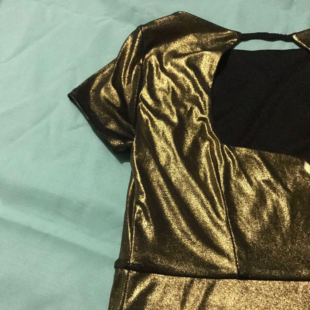 Metallic Gold Party/Formal Dress, Women's Fashion, Dresses & Sets ...