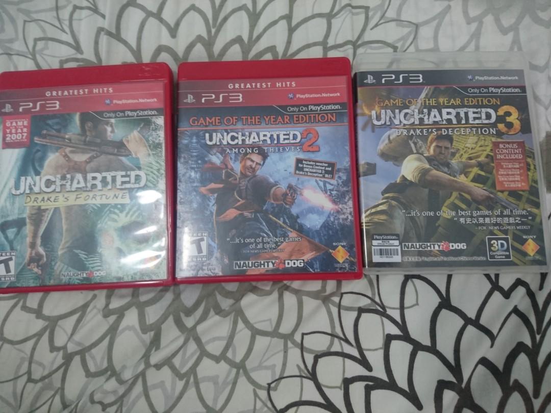PS3 Unchartered 1,2,3, Video Gaming, Video Games, PlayStation on Carousell