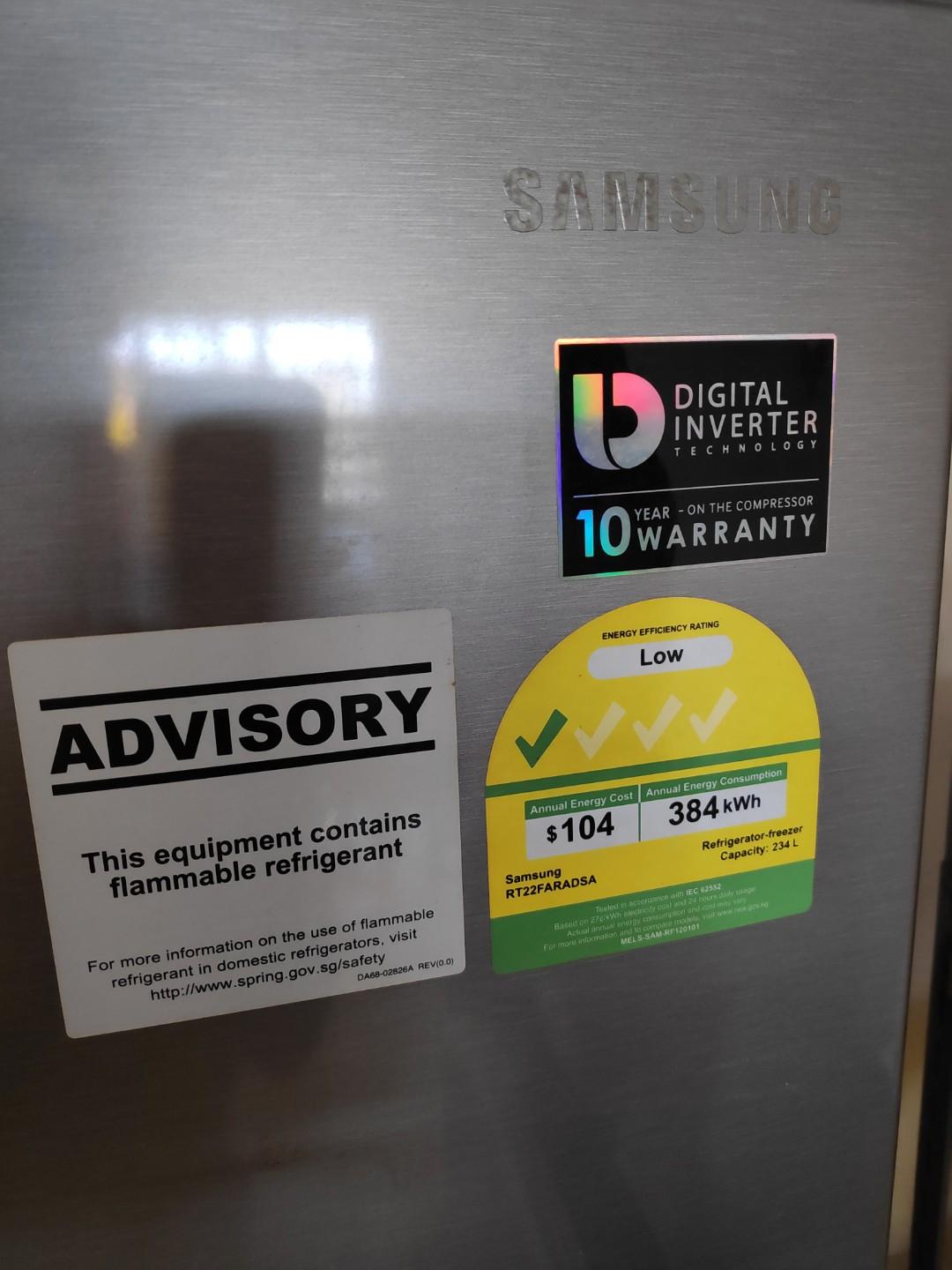 Samsung Digital Inverter 2-DR Refrigerator 234L (RT22FARADSA/SS), TV ...