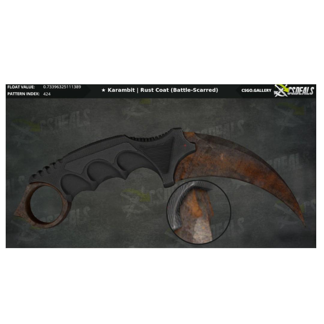 STEAM CSGO Karambit Rust Coat Battle-Scarred 0.73, Video Gaming, Gaming ...