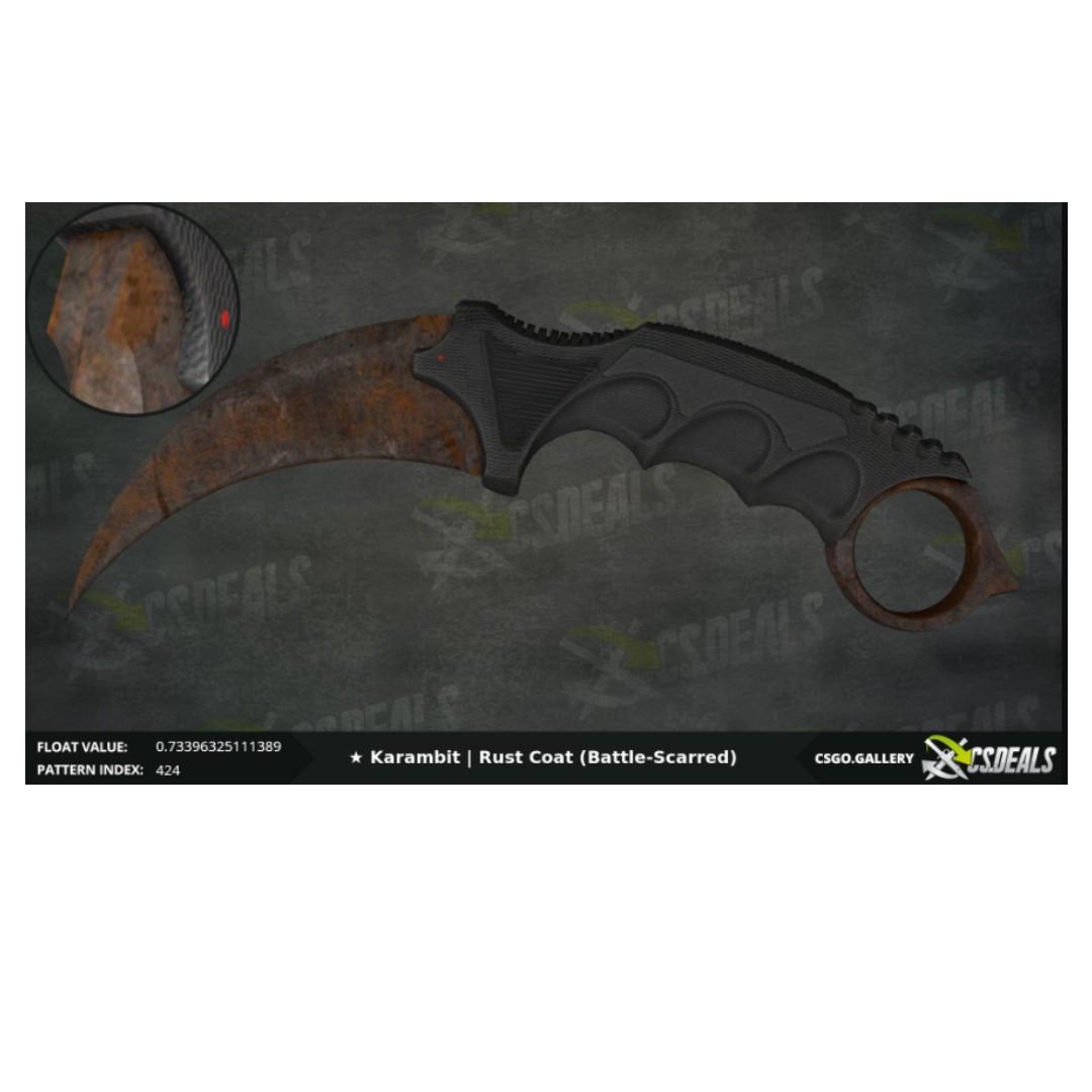 STEAM CSGO Karambit Rust Coat Battle-Scarred 0.73, Video Gaming, Gaming ...