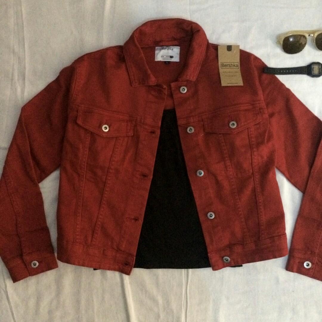 Bloody Red Denim Jacket, Women's Fashion, Coats, Jackets and Outerwear ...