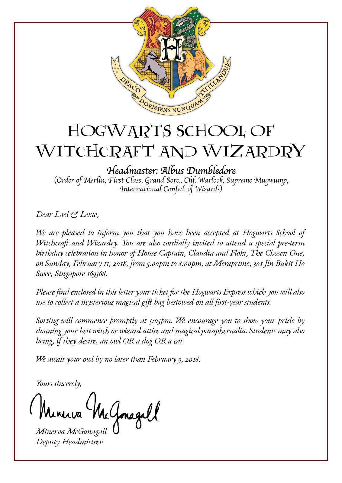 Harry Potter Acceptance Letter Invitations DIY Hogwarts Acceptance