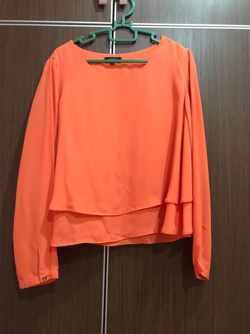 NICHII Bright Orange Top, Women's Fashion, Tops, Blouses on Carousell