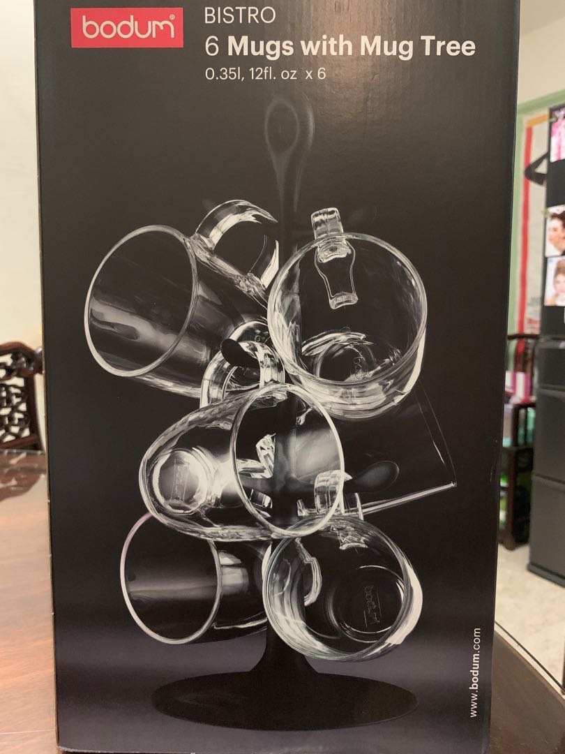 Bodum Bistro 6 Mugs with Mug Tree, Furniture & Home Living, Kitchenware ...