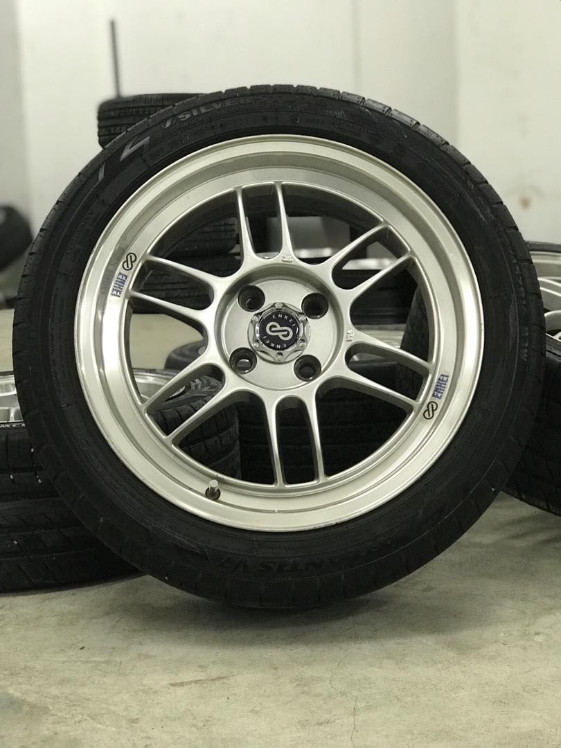 enkei rpf1 16 inch sports rim vios tyre 80%, Auto Accessories on Carousell