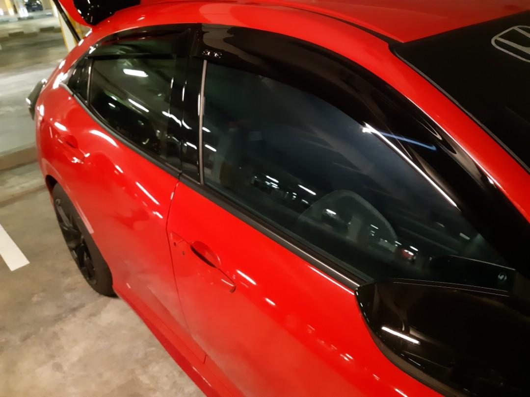 Honda Civic X hatchback fk4/fk6/fk6 window visors (Black), Car Accessories, Accessories on Carousell