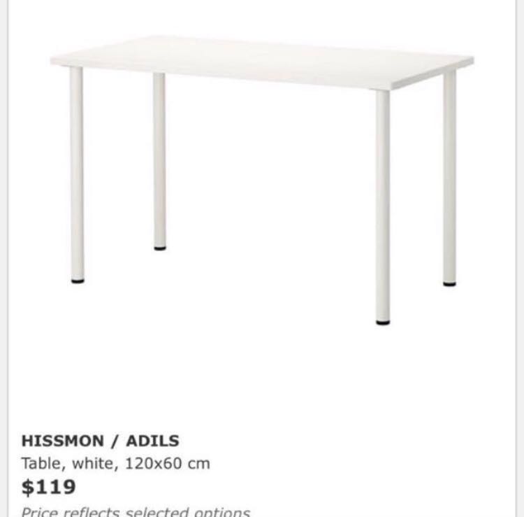 IKEA Hissmon/Adils Table, Furniture & Home Living, Furniture, Tables ...