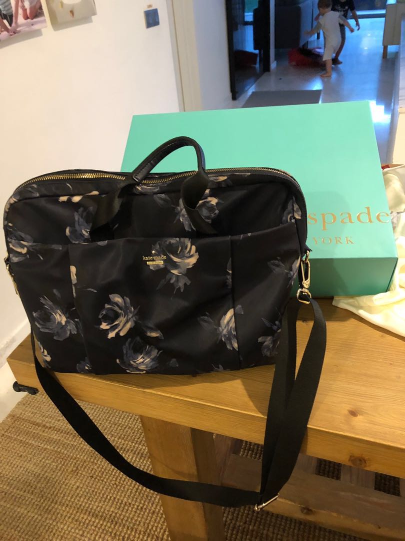 Kate Spade Night Rose 15-inch Commuter Blue Nylon Laptop Bag, Luxury ...