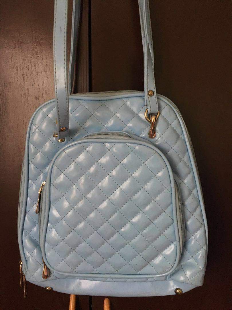 Light Blue Backpack, Women's Fashion, Bags & Wallets, Backpacks on ...