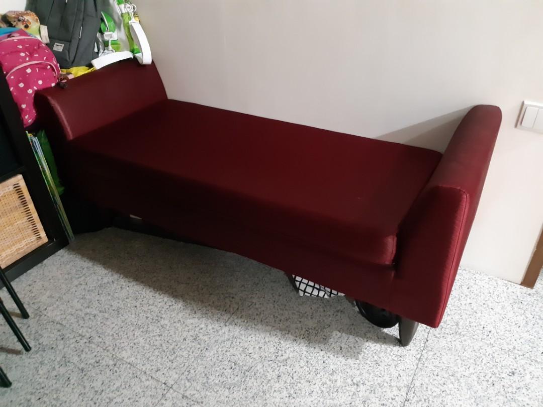 Maroon daybed, Furniture & Home Living, Furniture, Sofas on Carousell