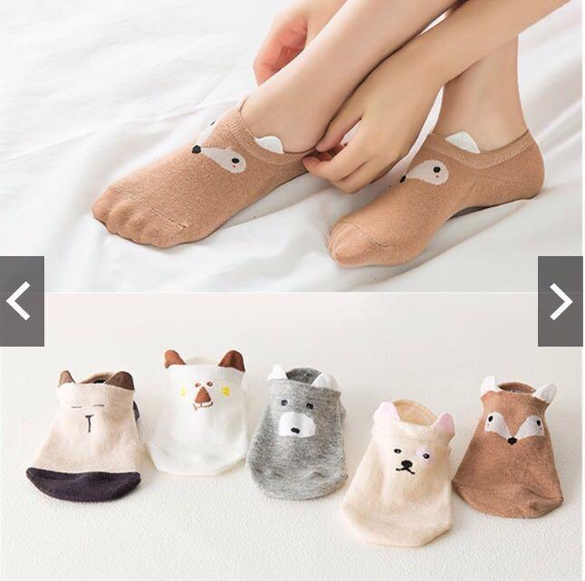 [pre-order] cute animal themed ankle socks with fluffy ears, Women's ...