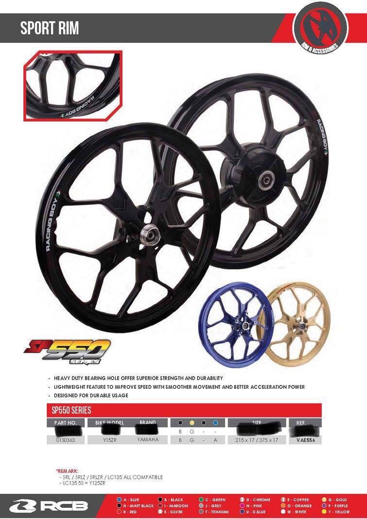 RCB SP550 17" - 2.15/3.75 (Gloss Black) for Sniper 150, Motorcycles ...