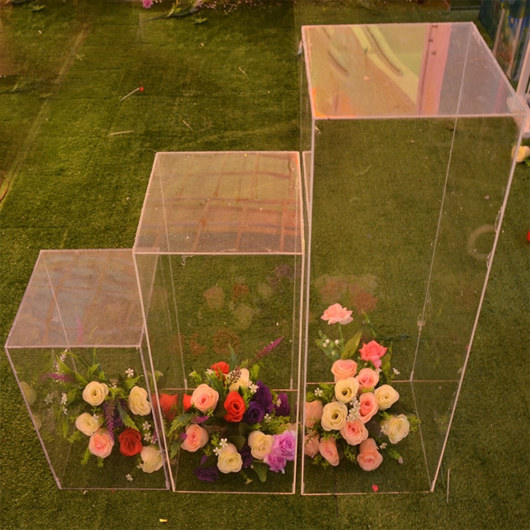 RENTAL: D88 TRANSPARENT RECTANGLE PLINTH (3 IN A SET), Furniture & Home ...