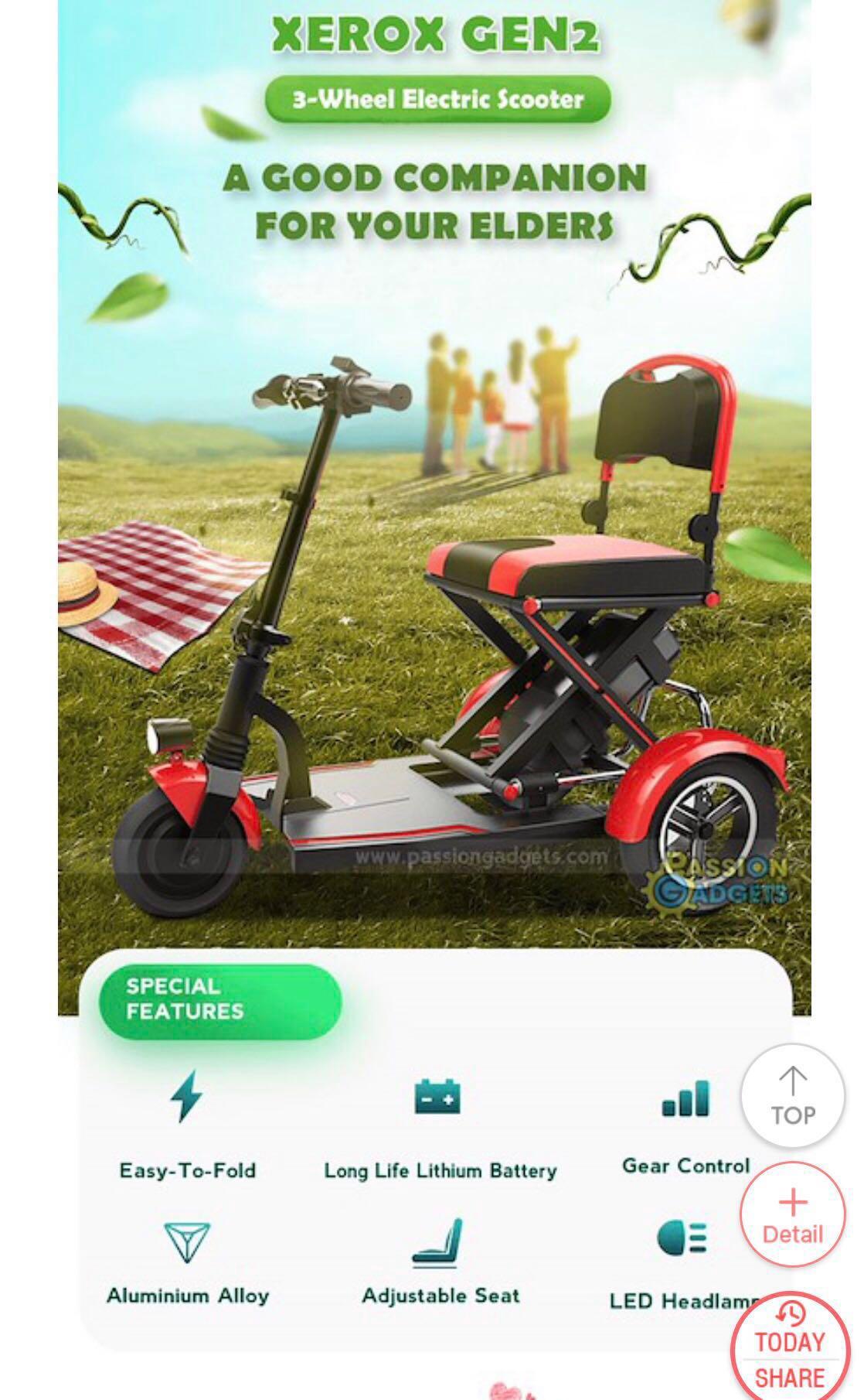 Xerox 3 wheel electric scooter gen2, Sports Equipment, PMDs, E-Scooters ...