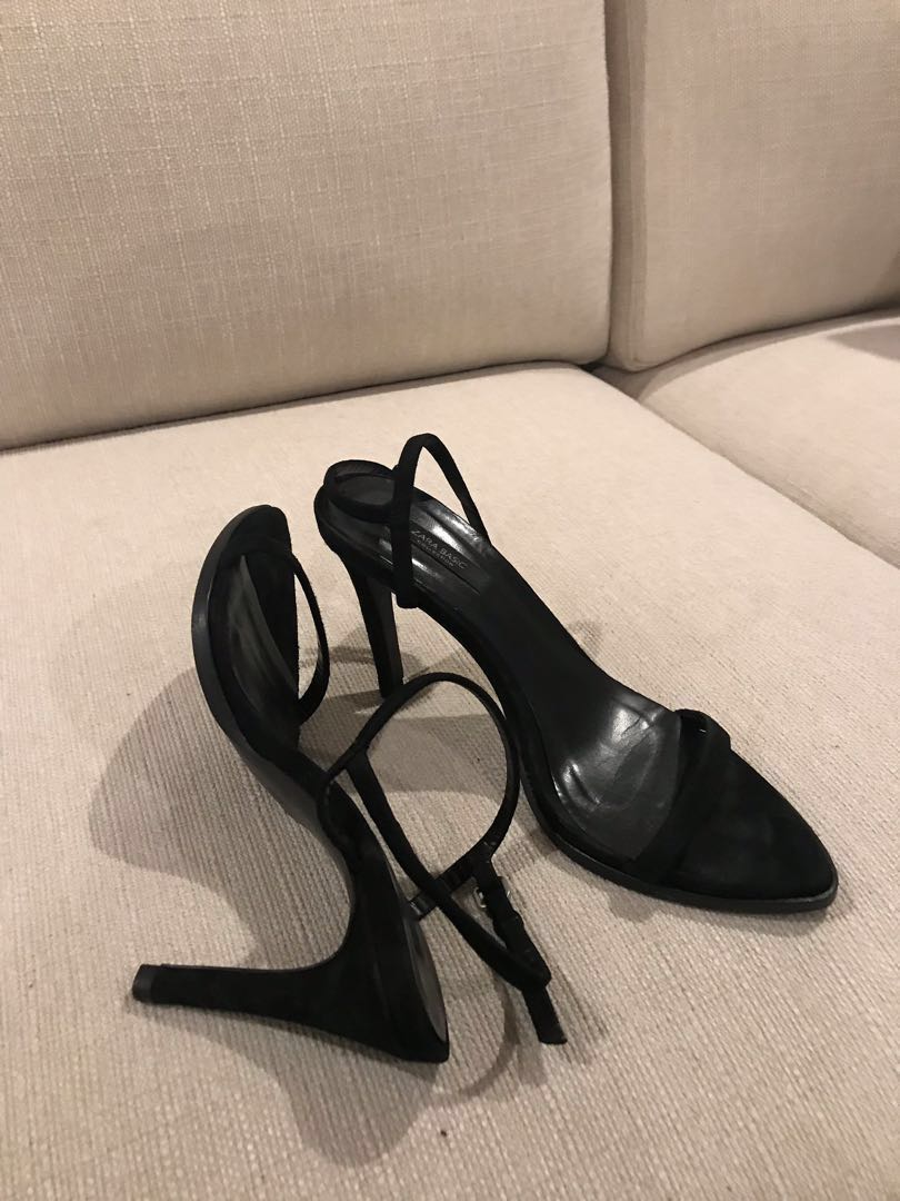 Zara Black Strappy Heels, Women's Fashion, Footwear, Heels on Carousell