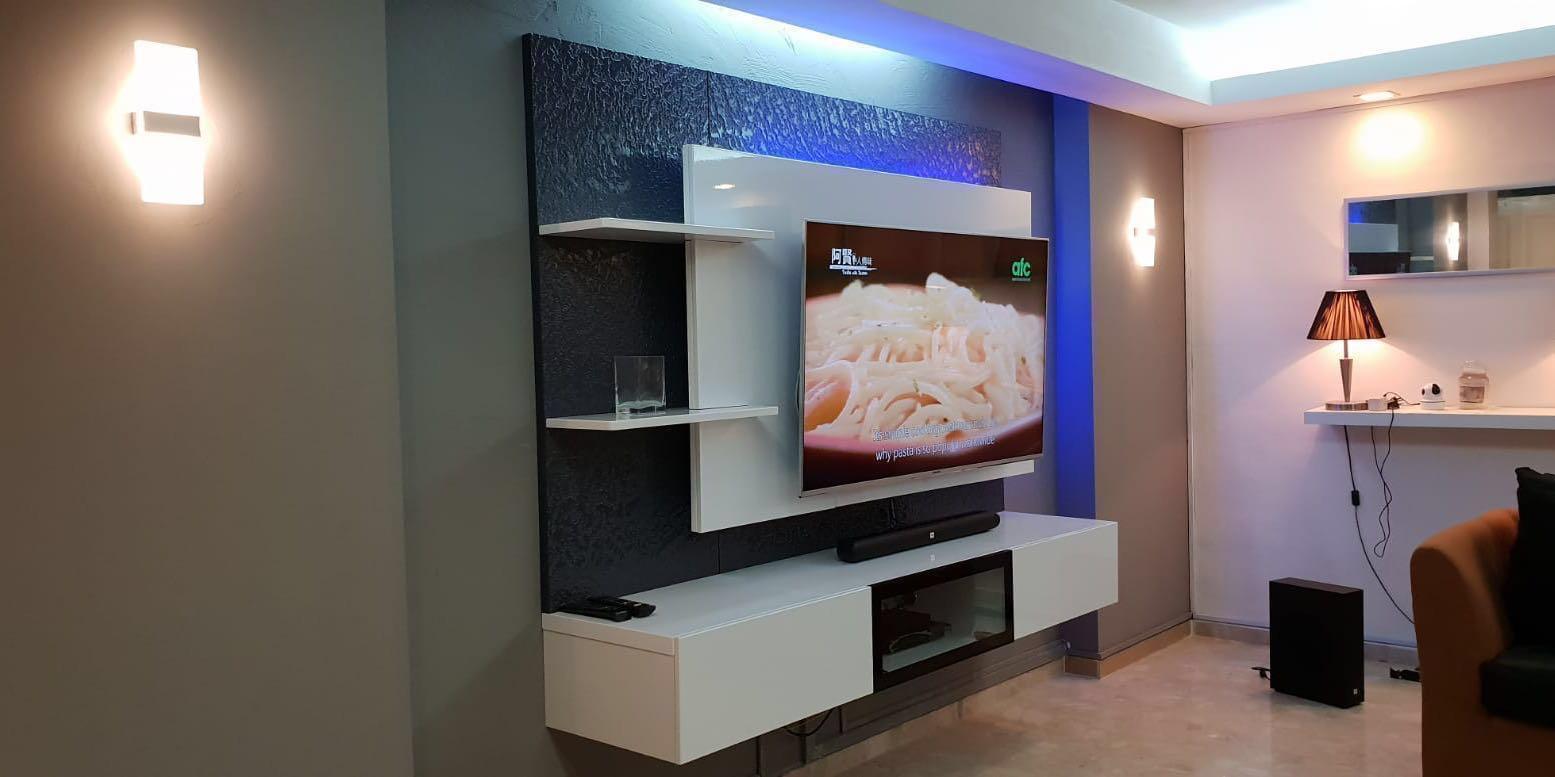 7ft Feature Wall TV Console Cabinet (Free installation), Furniture ...
