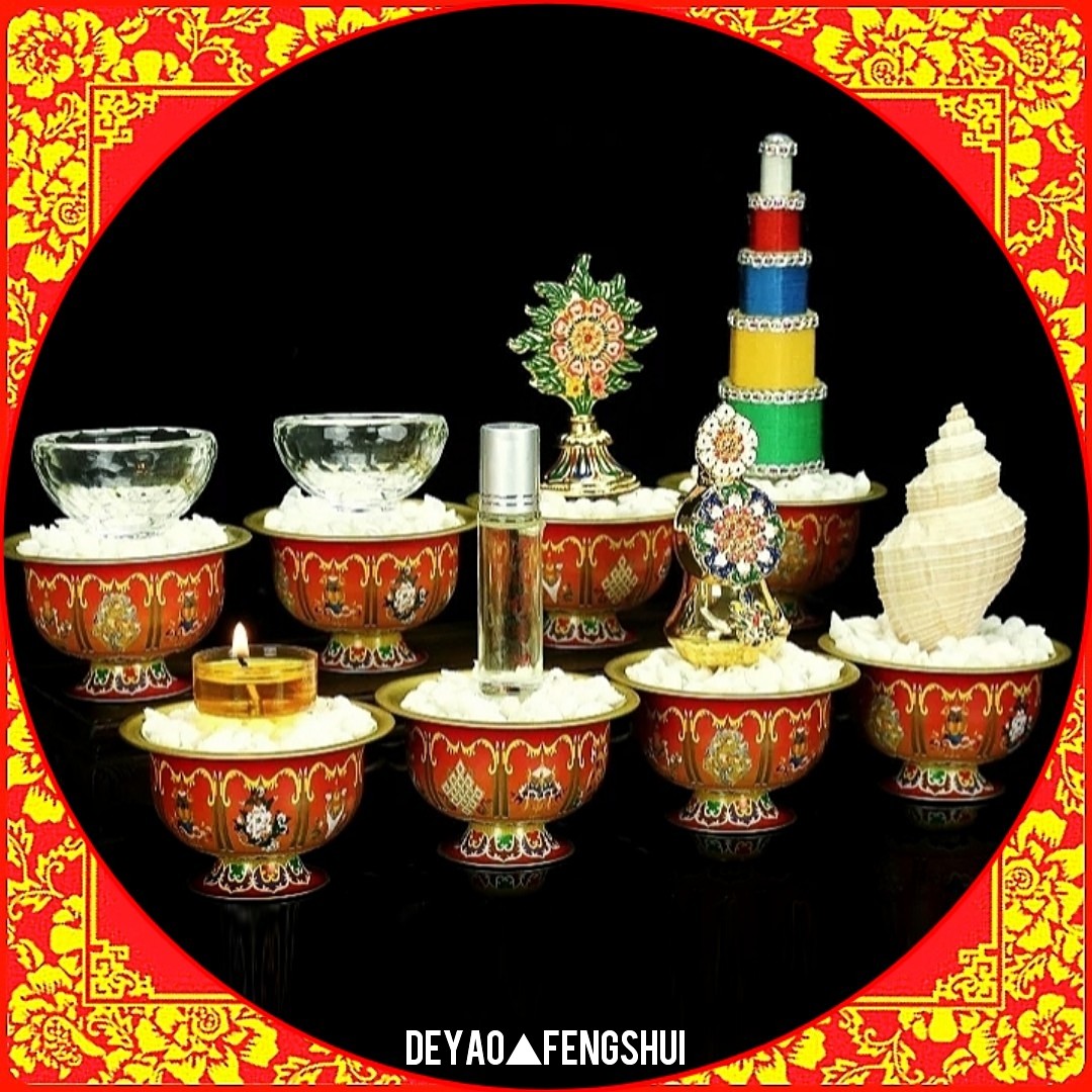 BN Religious Tibetan Buddhist 8 Auspicious Sacred Offering Cups ...