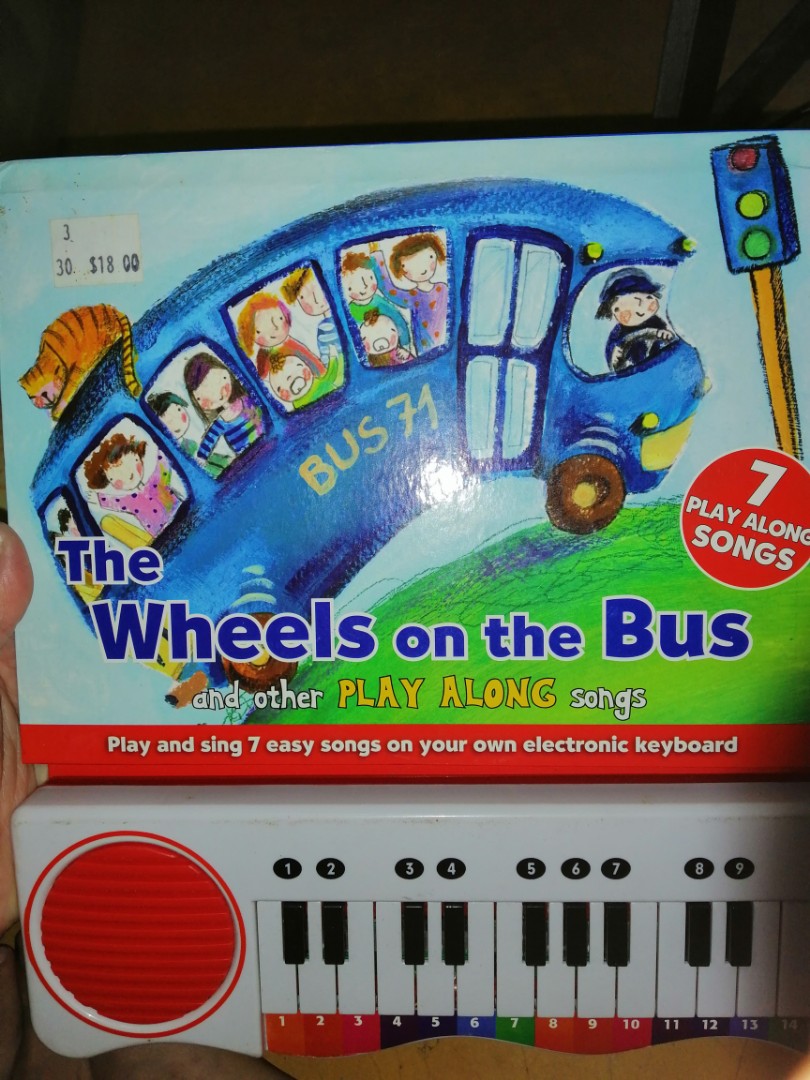 Hard cover Wheel on the bus song book with keyboard, Hobbies & Toys ...