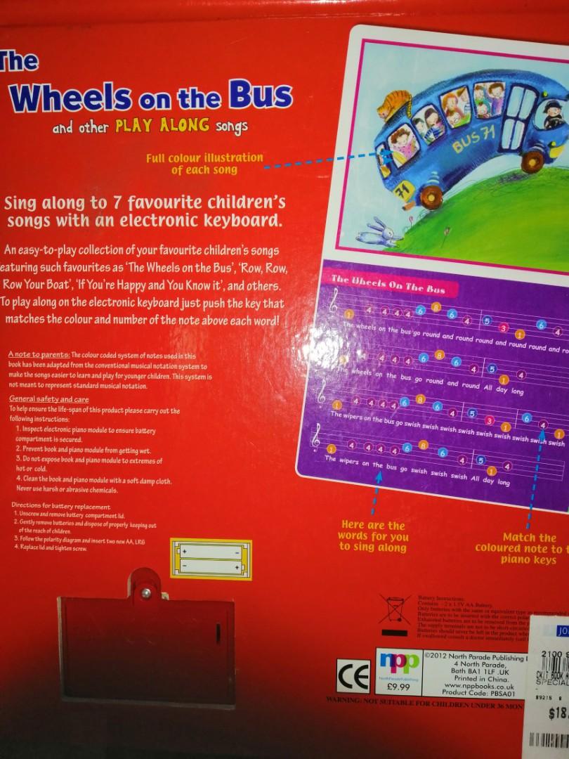 Hard cover Wheel on the bus song book with keyboard, Hobbies & Toys ...