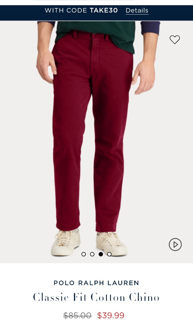 POLO RALPH LAUREN Classic Fit Cotton Chino, 男裝, 男裝褲子 - Carousell