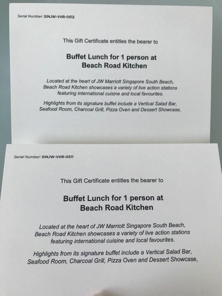 Buffet Lunch for 2 @ JW Marriott Hotel, Tickets & Vouchers, Vouchers on ...