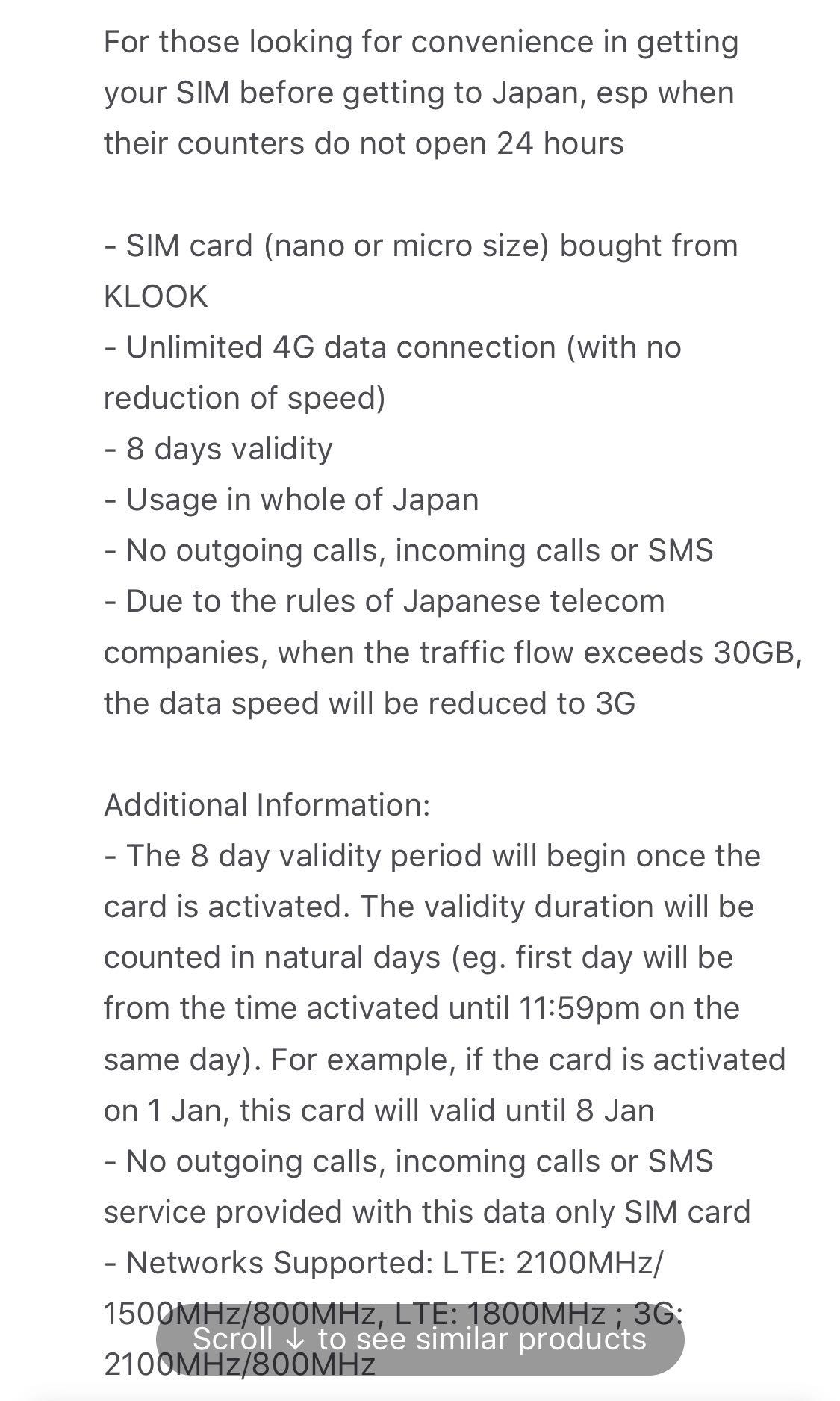 Japan unlimited 4G data 8 days SIM card (By Klook), Tickets & Vouchers, Flights & Overseas ...