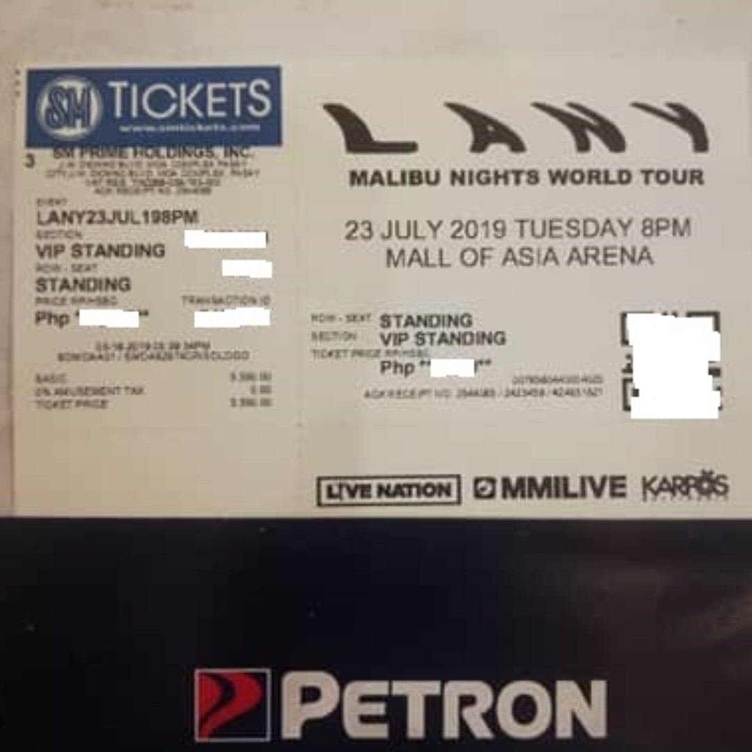 LANY VIP Standing tickets, Tickets & Vouchers, Event Tickets on Carousell