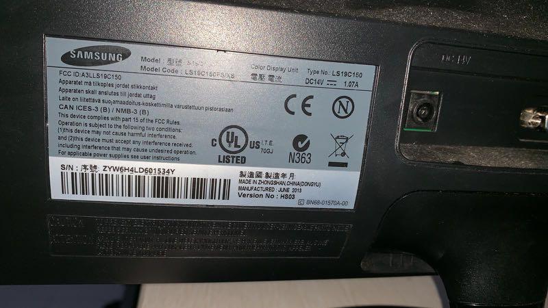 Samsung Monitor - S19C150 - 19 inches, Computers & Tech, Parts ...