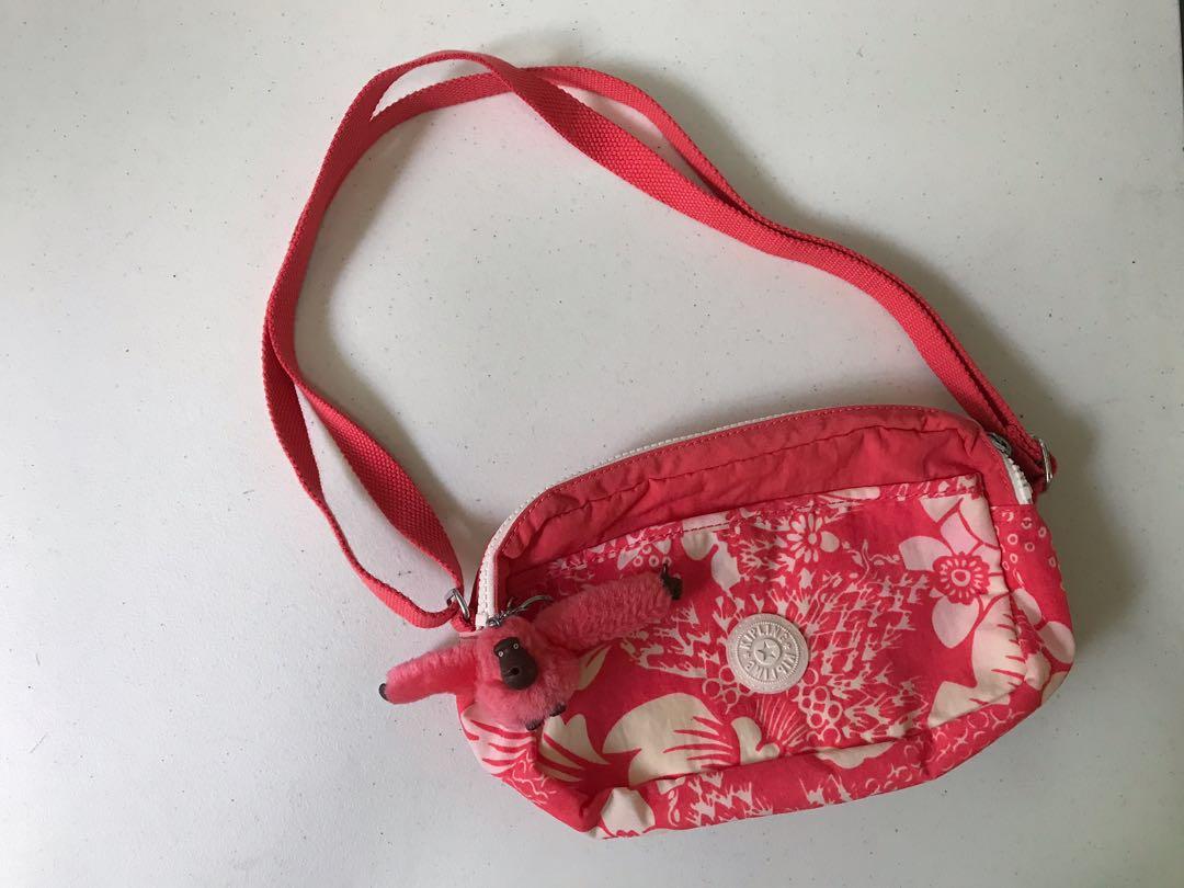 Authentic Kipling Floral Pink Sling Bag, Women's Fashion, Bags ...