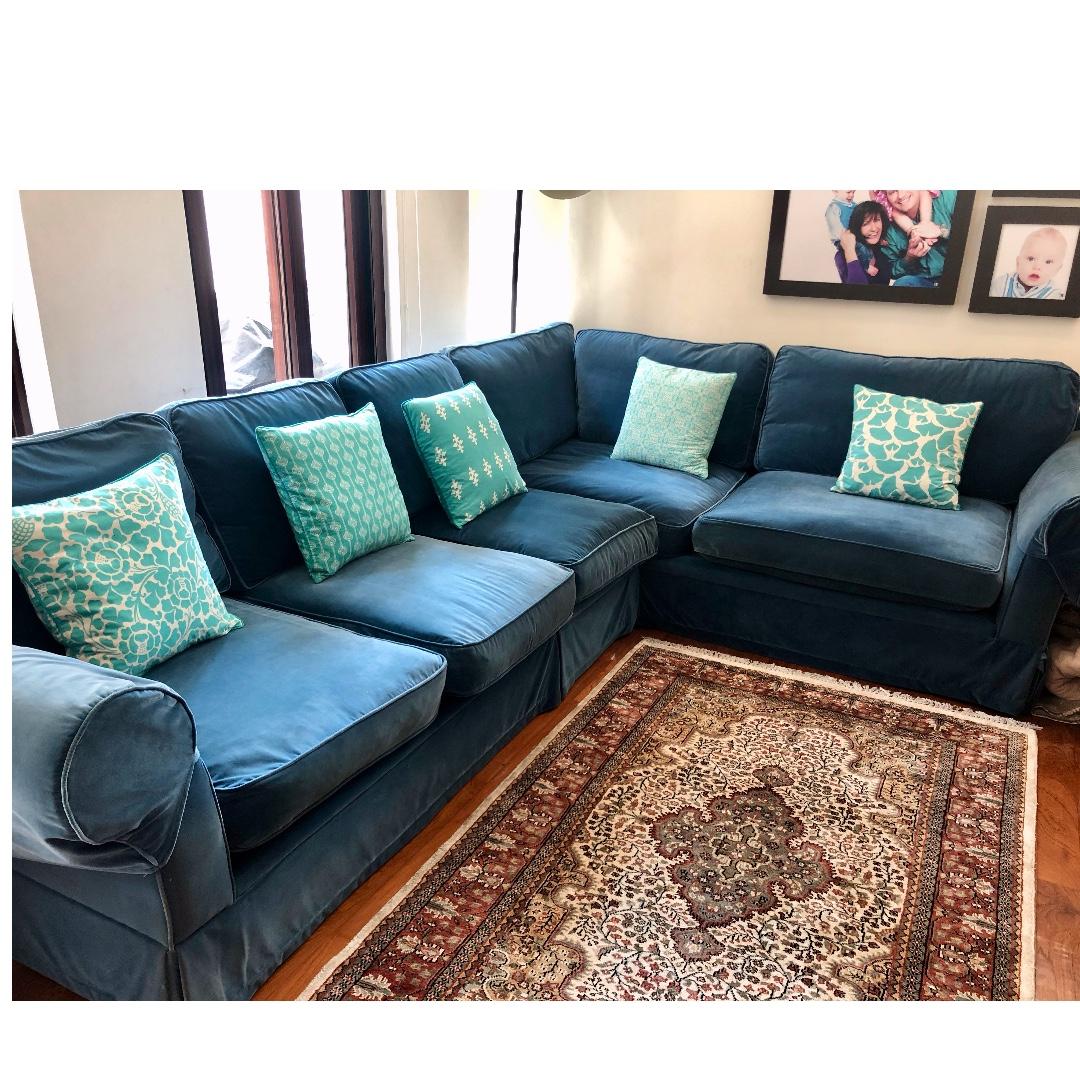 Beautiful Blue L-Shaped Sofa, Furniture & Home Living, Furniture, Sofas ...