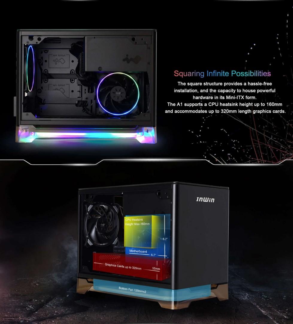 INWIN A1PLUS ITX MINI-ITX ARGB PC CHASSIS WITH INWIN 650W GOLD PSU ...