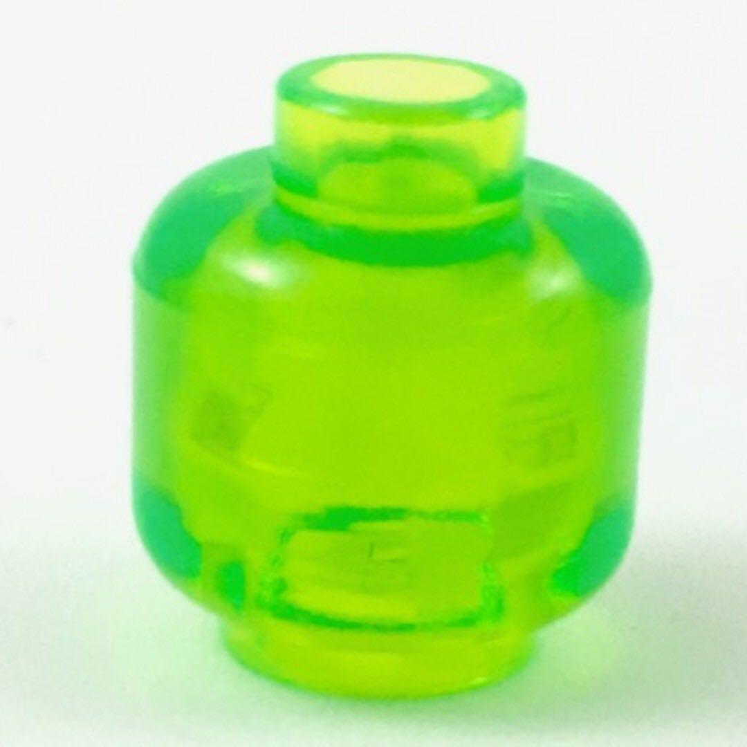 Lego Trans-Bright Green Minifig, Head (Plain) - Stud Recessed, Hobbies ...