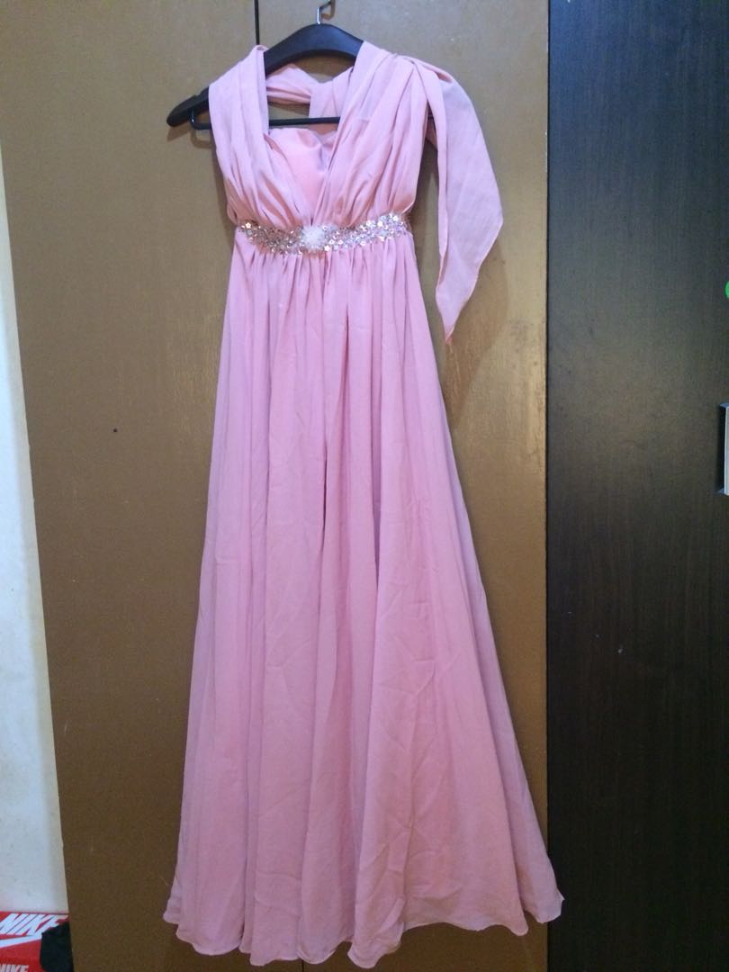 Pastel pink infinity gown, Women's Fashion, Dresses & Sets, Evening ...