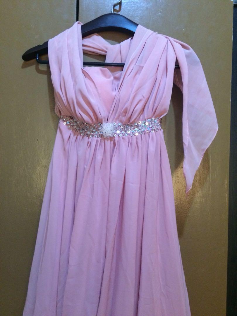 Pastel pink infinity gown, Women's Fashion, Dresses & Sets, Evening ...