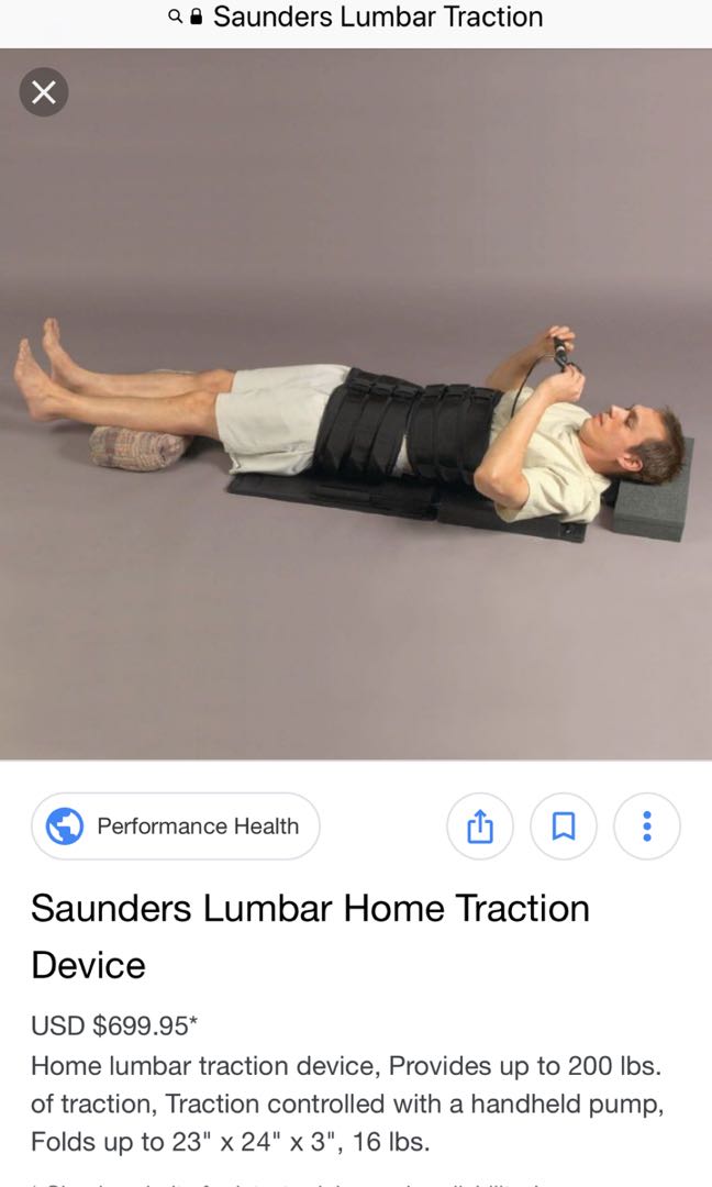 Saunders Lumbar Traction device with pump control, Health & Nutrition ...