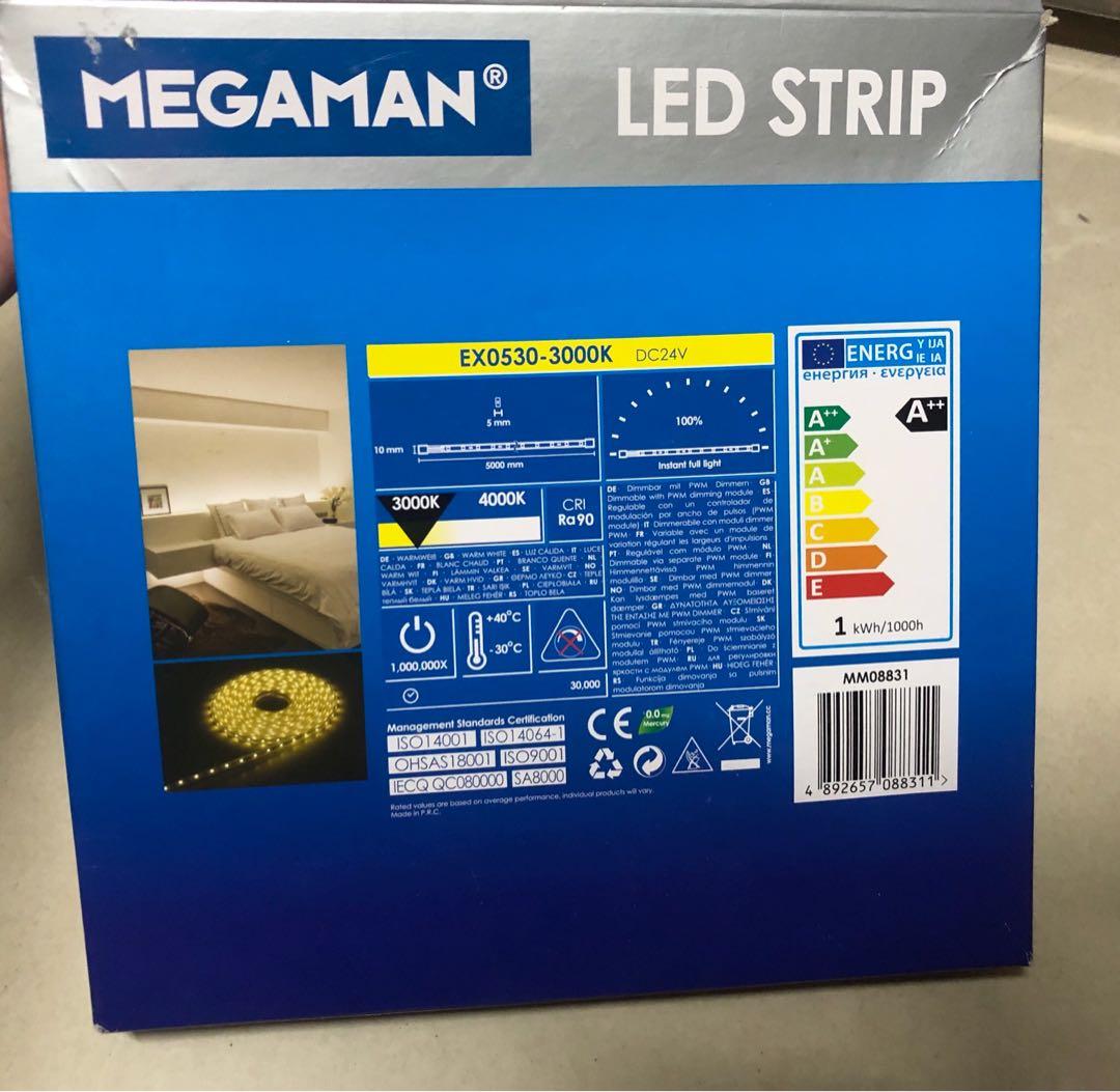 全新 曼佳美LED燈帶 *送名廠火牛 Megaman strip 30W 3000K, 傢俬＆家居, 燈飾及風扇, 燈飾 - Carousell