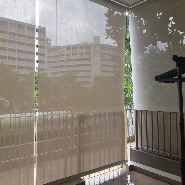 Balcony Roller Blind with wind guide, Furniture & Home Living ...