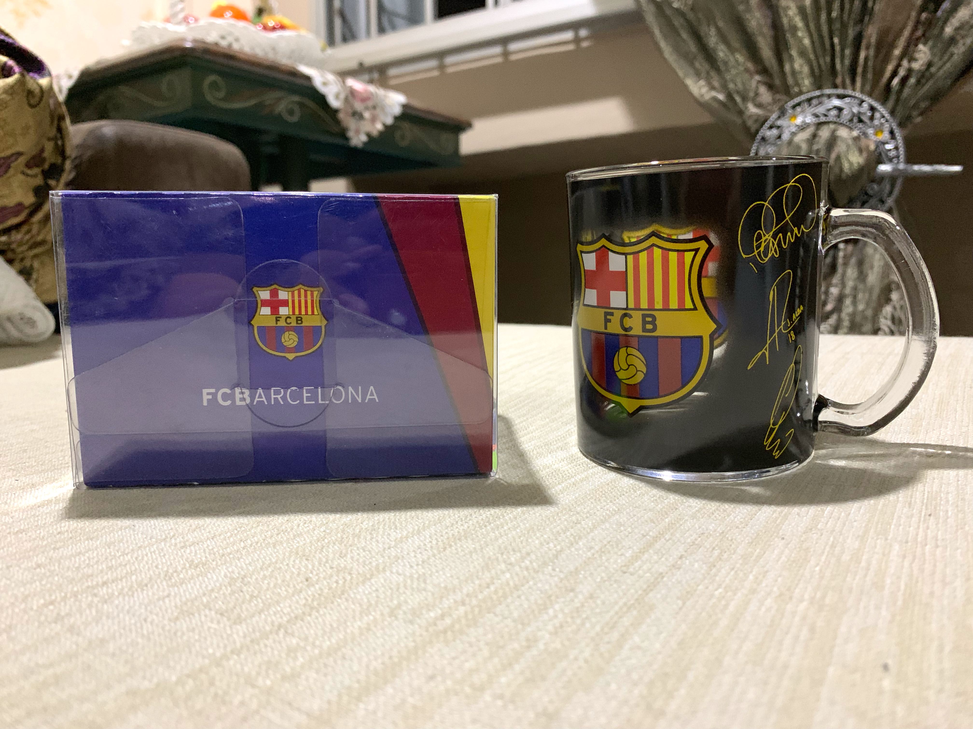 FC Barcelona Signed Glass Mug (Authentic), Sports Equipment, Sports ...