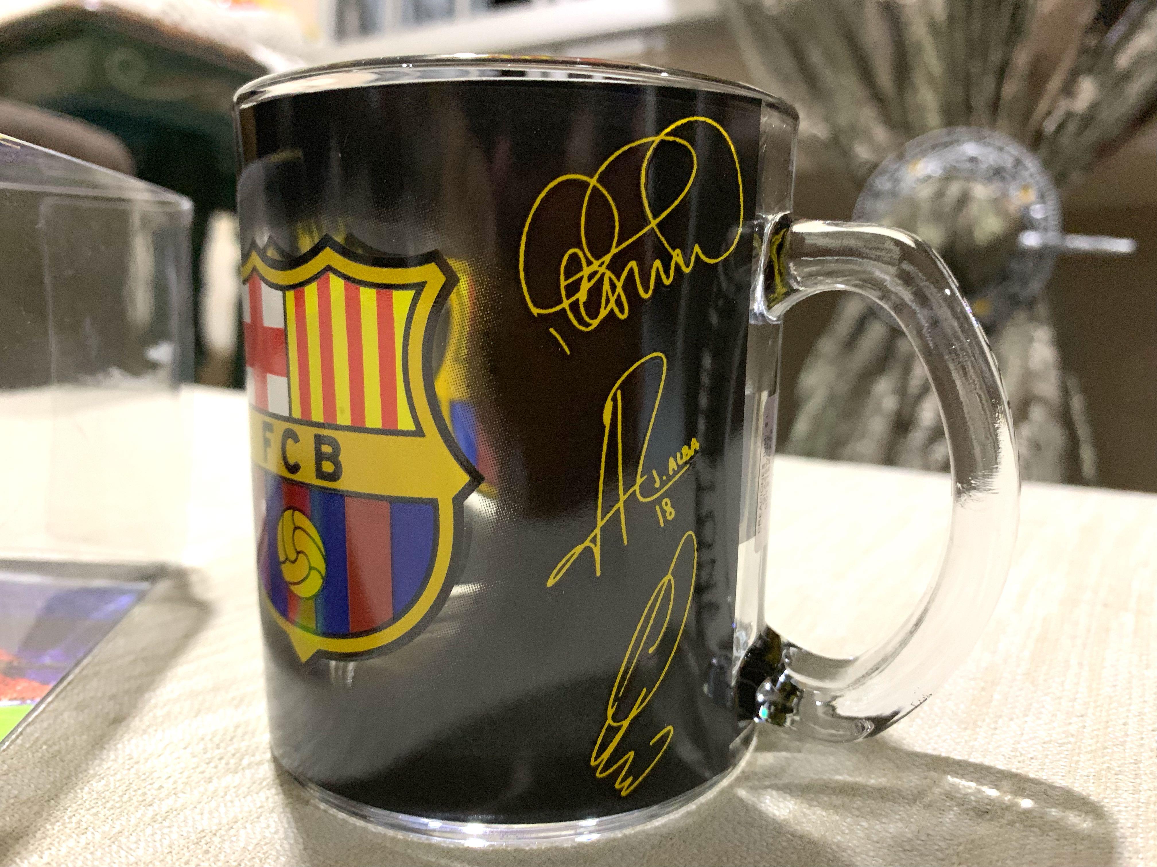 FC Barcelona Signed Glass Mug (Authentic), Sports Equipment, Sports ...